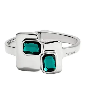 UNODE50 Rigid Bracelet With Crystal Detail - Silver And Green