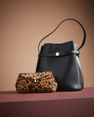 TOTEME Belted Leather Bucket Bag - Dark Brown