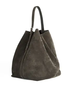 TOTEME Belted Suede Tote - Medium Grey