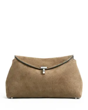 TOTEME T-lock Suede Convertible Clutch - Copper