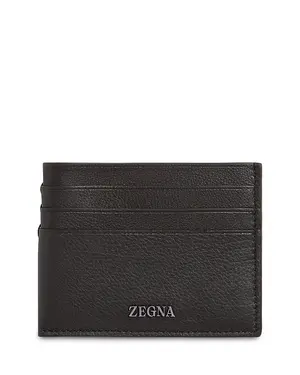 Zegna Secondskin Leather Card Case - Dark Brown
