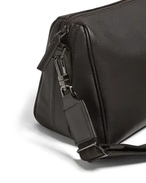 Zegna Secondskin Leather Crossbody - Dark Brown