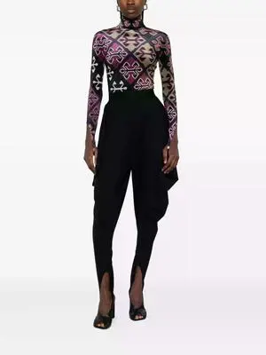 Burc Akyol Geometric-print Velvet Bodysuit