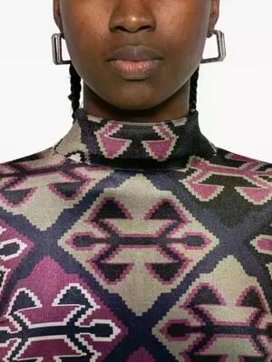 Burc Akyol Geometric-print Velvet Bodysuit