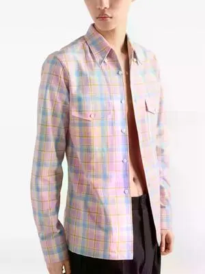 Prada Patch-pocket Checked Shirt - Pink