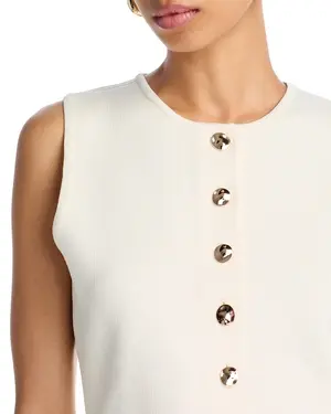 Aqua Sleeveless Button Detailed Sweater - Ivory