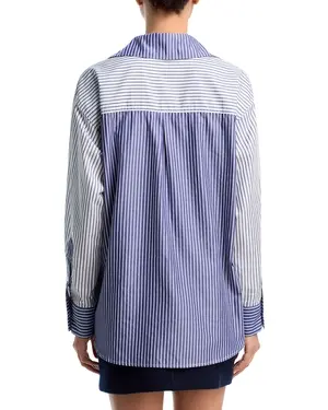 Aqua Contrast Stripe Button-up Shirt