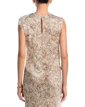 Aqua Lace Inset Top - Brown Multi