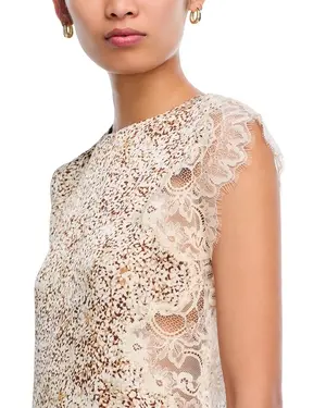 Aqua Lace Inset Top - Brown Multi