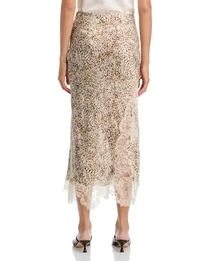 Aqua Lace Inset Midi Skirt