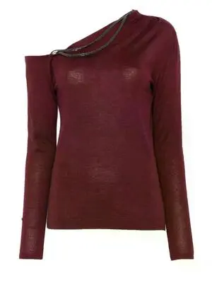 Brunello Cucinelli Chain-embellished One-shoulder Top