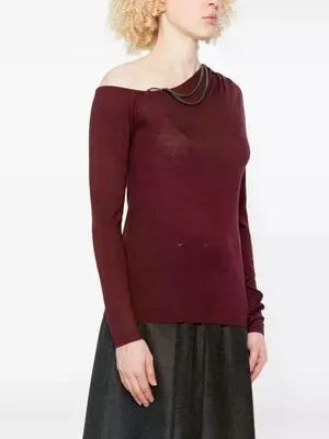 Brunello Cucinelli Chain-embellished One-shoulder Top