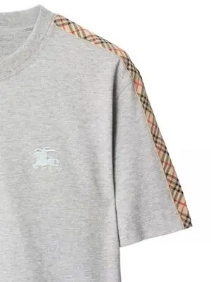 Burberry Equestrian Knight Check-trim T-shirt - Grey