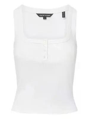 Veronica Beard Square-neck Button Tank Top