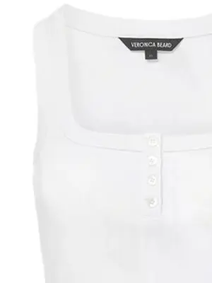 Veronica Beard Square-neck Button Tank Top