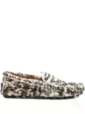 TOD'S Gommino Leopard-print Pony-hair Loafers - Brown