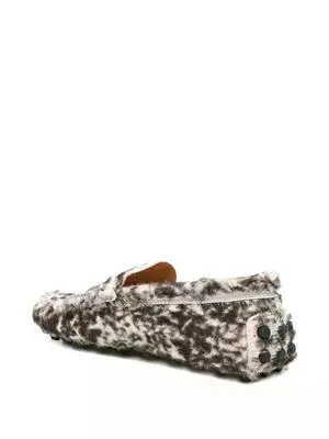 TOD'S Gommino Leopard-print Pony-hair Loafers - Brown