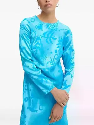 NEVER FULLY DRESSED Printed Long-sleeve Dress