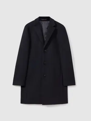 REISS Clark Wool Blend Epsom Overcoat - Navy