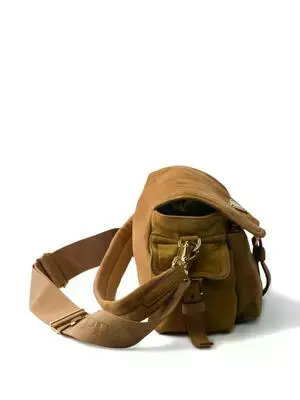 Prada Medium Suede Shoulder Bag - Brown