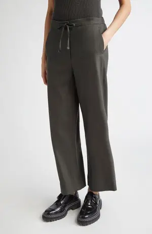 Max Mara Flora Stretch Virgin Wool Drawstring Pants - Dark Green