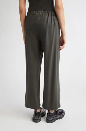 Max Mara Flora Stretch Virgin Wool Drawstring Pants - Dark Green