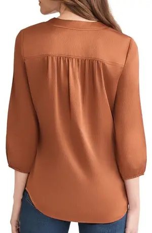 Jones New York Textured Crepe Tunic - Medium Chestnut