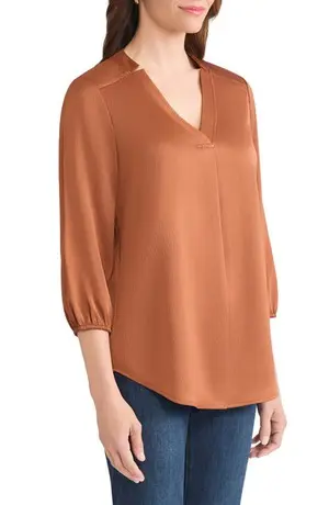Jones New York Textured Crepe Tunic - Medium Chestnut