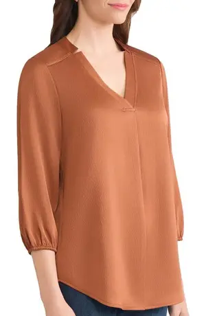 Jones New York Textured Crepe Tunic - Medium Chestnut