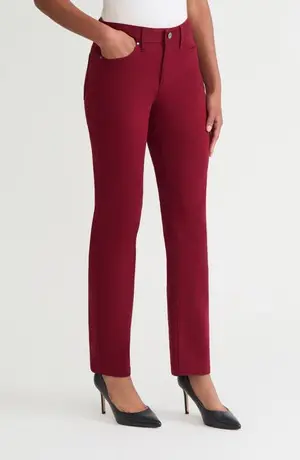 Jones New York Lexington Straight Leg Trousers - Bordeaux