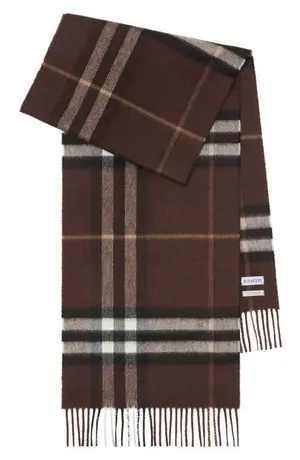 Burberry Giant Check Cashmere Scarf Treacle Brown