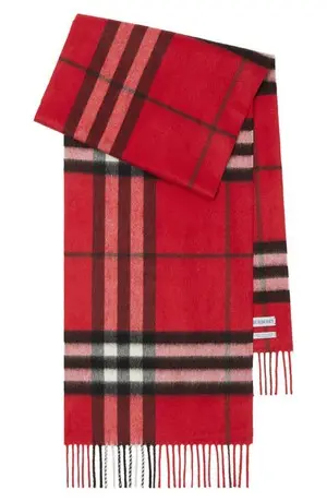 Burberry Giant Check Cashmere Scarf Post Red