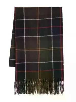 Barbour Check-pattern Fringed Scarf - Green