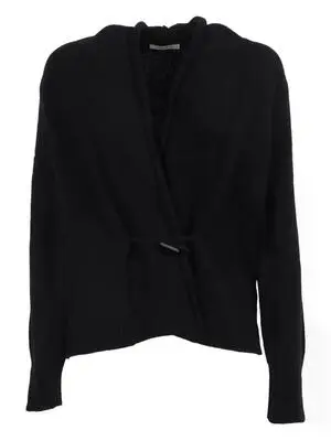 KANGRA Belted Wool Cashmere Cardigan - Black
