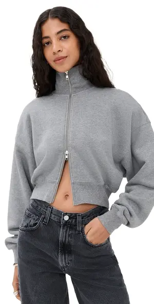 AGOLDE Darby Zip Up Sweatshirt - Grey Heather