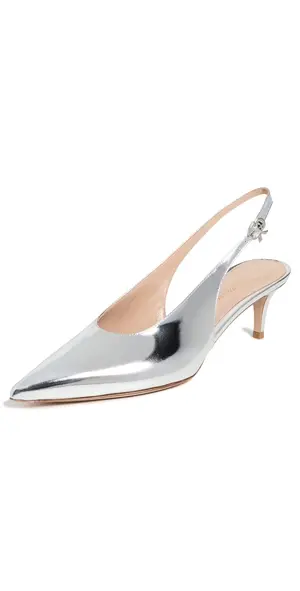 GIANVITO ROSSI Robbie Sling Metal Heels - Silver