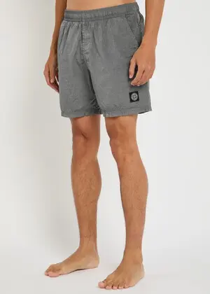 Stone Island Logo Crinkled Nylon Swim Shorts