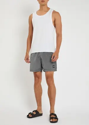 Stone Island Logo Crinkled Nylon Swim Shorts