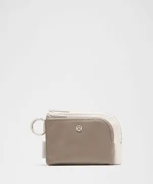 Lululemon Double Zip Clippable Card Pouch Light Ivory/warm Ash Grey