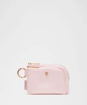 Lululemon Double Zip Clippable Card Pouch Pink Pearl/rose Gold