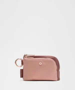Lululemon Double Zip Clippable Card Pouch Red Clay/tea Rose