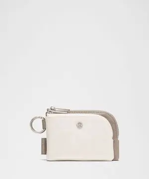 Lululemon Double Zip Clippable Card Pouch Warm Ash Grey/light Ivory