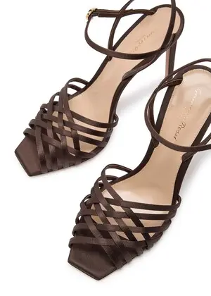 GIANVITO ROSSI Kerry 100 Satin Sandals - Brown