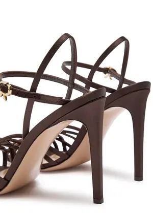 GIANVITO ROSSI Kerry 100 Satin Sandals - Brown
