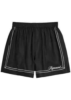 REPRESENT Border Ramie Shorts - Black