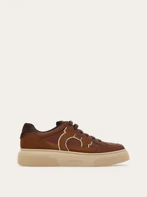 FERRAGAMO Gancini Low-top Sneaker - Brown