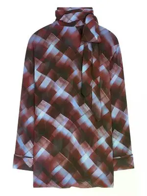 Dries Van Noten Geometric-print Tie-neck Blouse