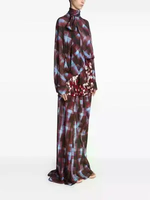 Dries Van Noten Geometric-print Tie-neck Blouse