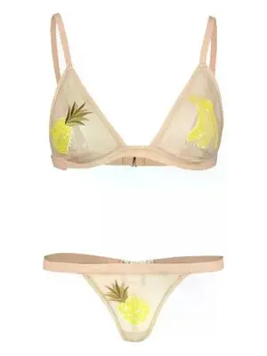 For Love & Lemons Sequin-embellished Triangle Triangle Bra - Neutrals