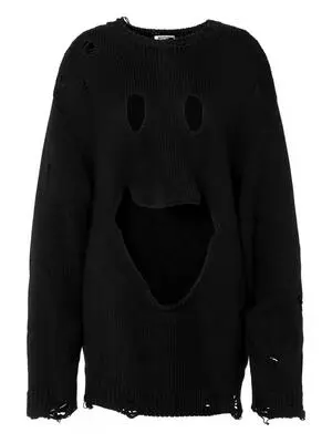 Moschino Smiley Face Distressed Sweater